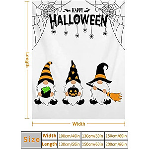Jbralid Happy Halloween Flannel Bed Blanket Halloween Fall Pumpkin Gnome Spider Web Bat Throw Blanket Lightweight Cozy Blanket for Couch Sofa Bed Home Decorations 40x50 Inch