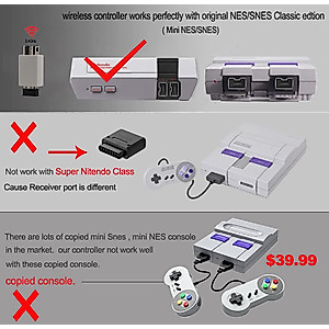 Wireless Controller for Mini SNES (Classic Edition, Only Works with Original Mini SNES Gamepad with USB Wireless Receiver Compatible with Switch, Windows,iOS,Liunx,Android Device (2 Packs)