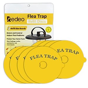 Redeo Flea Trap Refills Discs 8 PCS Sticky Pad Refills 6 Inch Natural Glue Board Replacement for Fleas Bugs, Odorless and Safe for Family and Pets