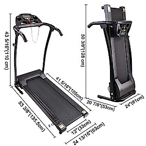AW Folding Electric Treadmill Portable Running Walking Treadmill with LCD Display Easy Assembly for Home Cardio Exercise