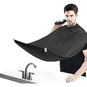 Beard Apron Catcher - Christmas Gifts for Man Beard Trimming Bib, Adjustable Hair Catcher with 3 Suction Cups & A Storage Box Non-Stick Beard Catcher Grooming Cape