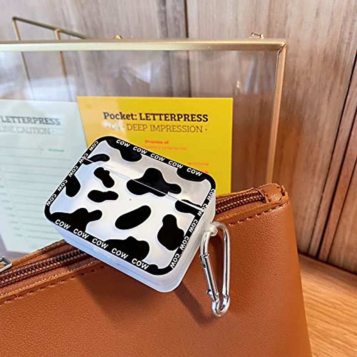 Lovmooful AirPods Case for Airpods Pro, Cute Clear Cow Print Pattern with Keychain for Women Girls Soft TPU Shockproof Protective Animal Print Cover Case for Airpod Pro- Cow Print