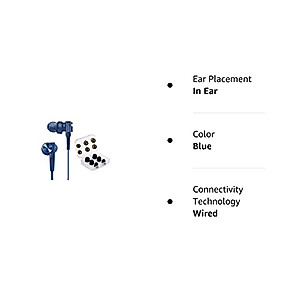 Sony MDRXB55AP Extra Bass Earbud Headphones/Headset with Mic (Blue) with Knox Gear Earbud Tips Bundle (2 Items)