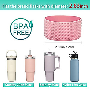 2 Pcs Tumbler Bottom Protector Boot for Stanley Quencher Adventure 40oz & Stanley IceFlow 20oz 30oz and Compatible with Hydro Flask Wide Mouth 12oz 21oz 24oz Stealth Landing (Diomond White/purple)