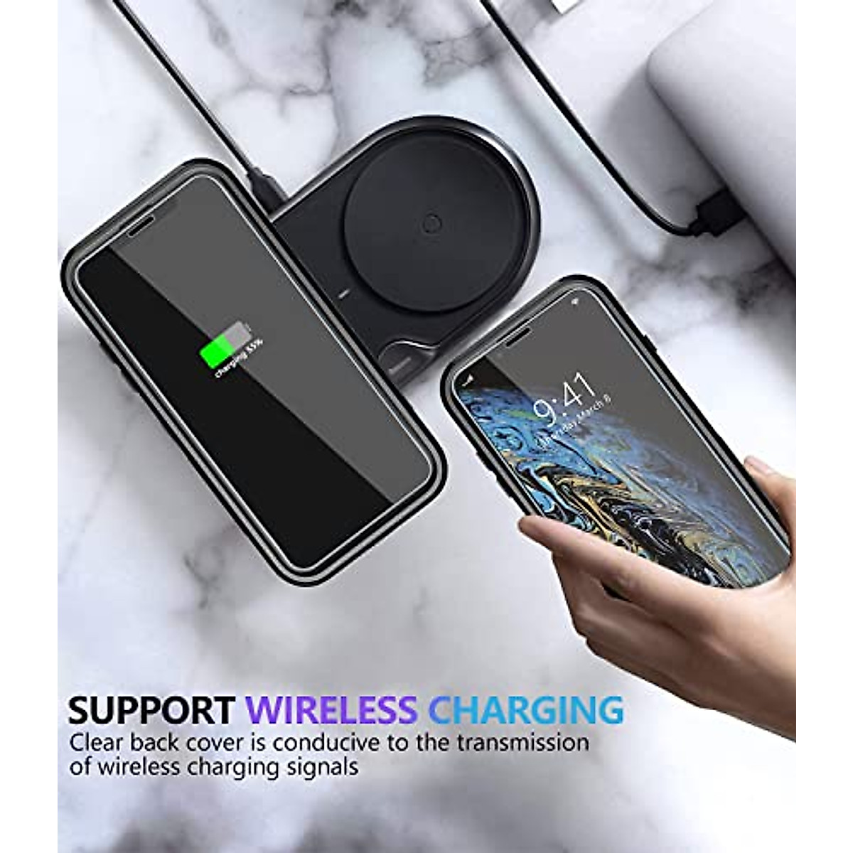 Diverbox for iPhone X Case/iPhone Xs Case [Shockproof] [Dropproof] [Tempered Glass Screen Protector ] Heavy Duty Protection Phone Case Cover for Apple iPhone X/XS (Black)