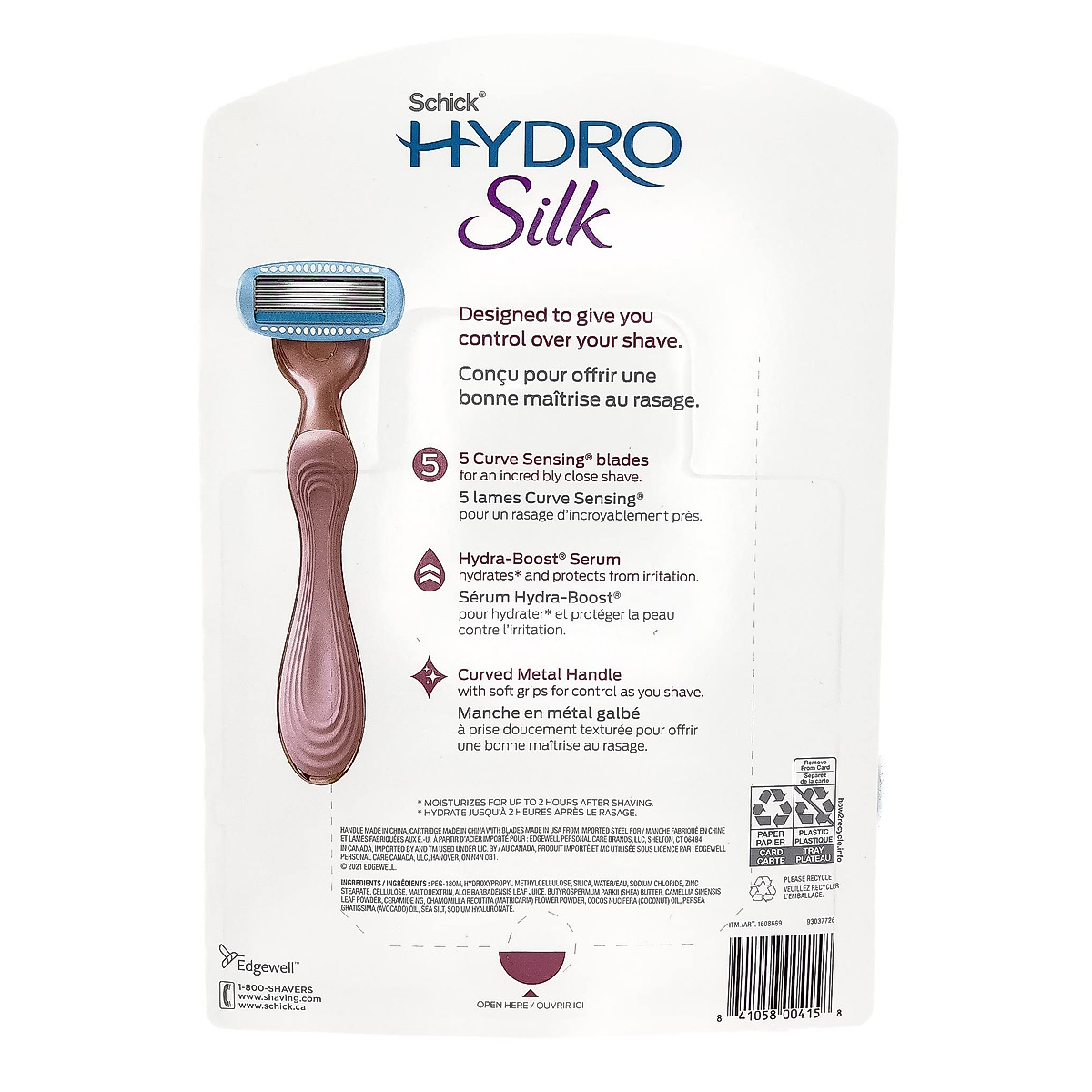 Schick Hydro Silk Moisturizing Razor for women, with premium Rose Gold Metal handle and 9 Cartridge Refills