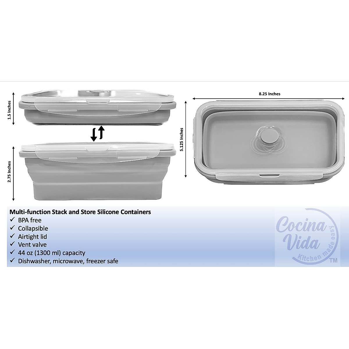 Cocina Vida Bamboo Cutting Board with 4 Collapsible Containers and Strainer - All-in-One Over the Sink or Counter Slide-out Bamboo Cutting Board - Kitchen Must Have