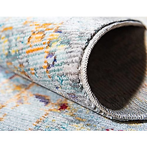 Unique Loom Austin Collection Area Rug - Tremolo (Runner 4' 0" x 10' 0", Light Blue/ Cream)