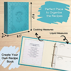 COFICE Recipe Binder Book to Write in Your Own Recipes with Plastic Sleeves, Blank Family Recipe Cards Organizer Kit (Blue)