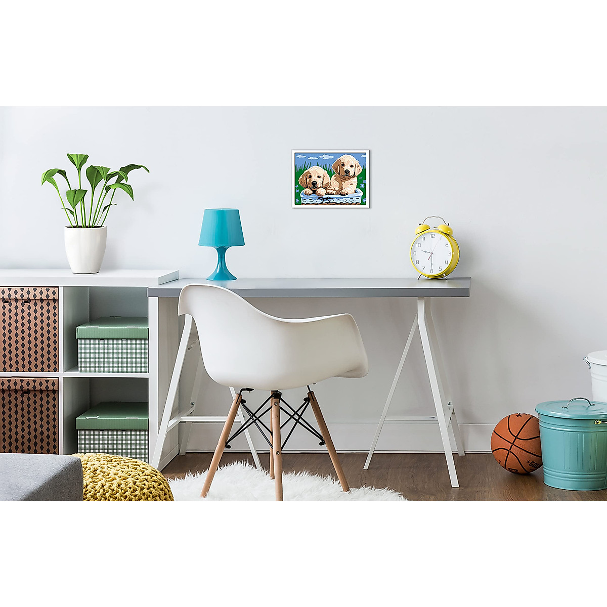 Ravensburger CreArt Cute Puppies Paint by Numbers Kit for Kids - Engaging Art Craft Set | Canvas & Acrylic Paints | Ideal for Developing Art Skills | Suitable for Ages 7+, 24 x 18 cm