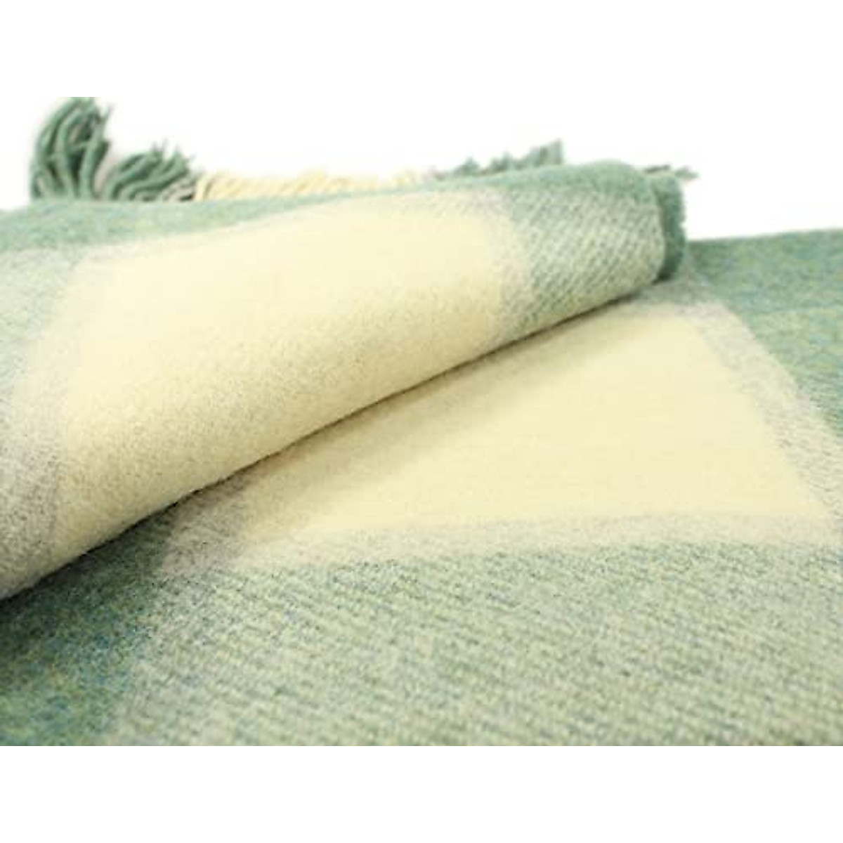 Biddy Murphy, Genuine Irish 100% Wool Plaid Blankets, Soft & Warm Lambswool Knee Throw/Toss Size 54" x 45" Inches, Imported from Ireland, Green/White