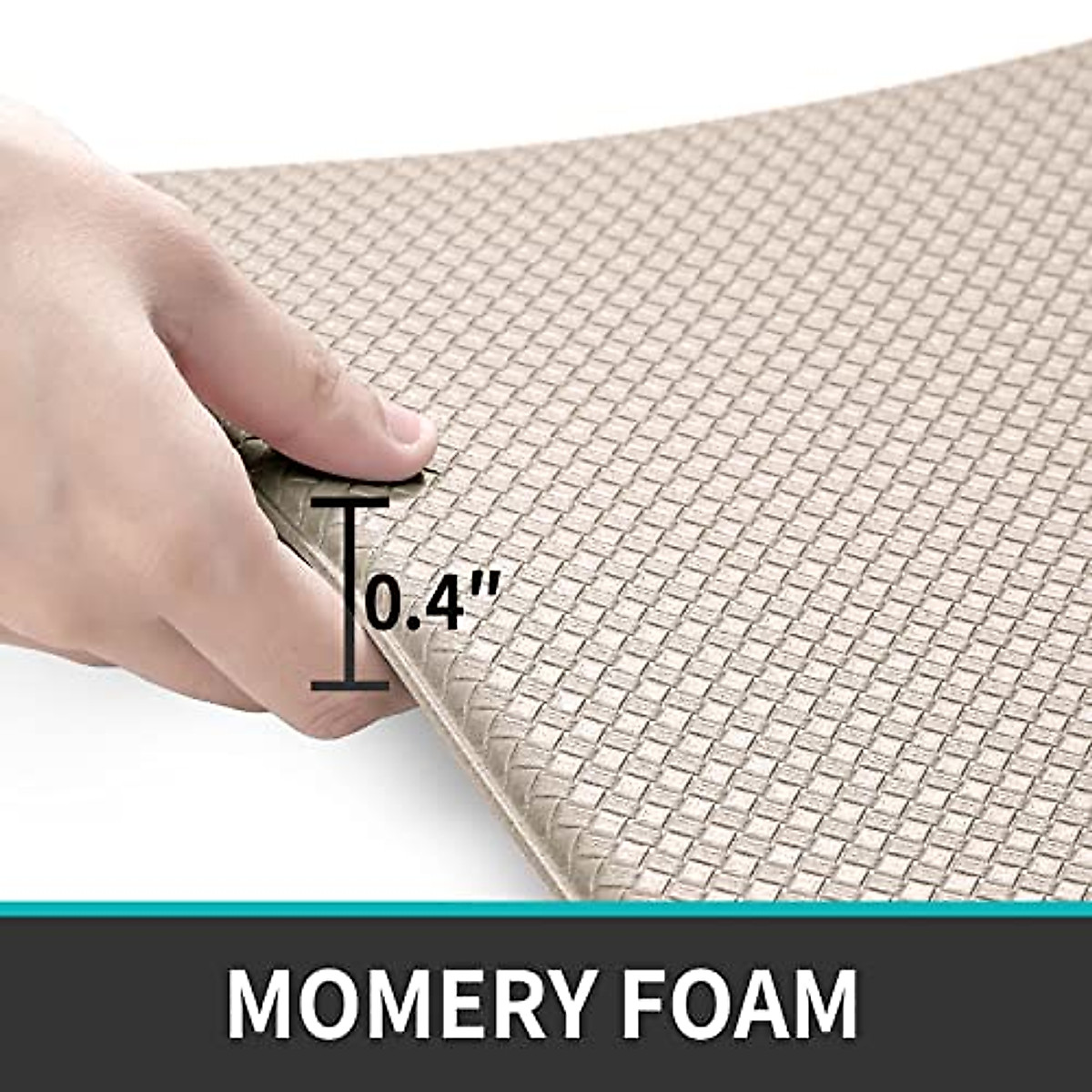 DEXI Kitchen Rugs and Mats Cushioned Anti Fatigue Comfort Mat Non Slip Standing Rug 2 Pieces Set 17"x29"+17"x59",Beige White