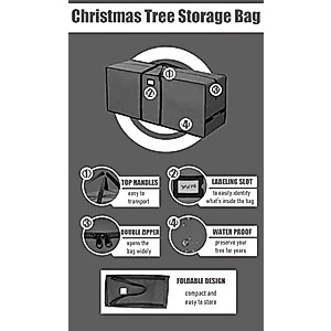 Christmas Tree Storage Bag, Waterproof Christmas Tree Storage, Fits Up to 7.5 ft Tall Artificial Disassembled Trees,Extra Large Heavy Duty Storage Container with Handles   (Grey, 47"x15"x20)