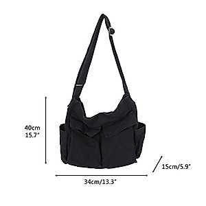 Elolicu Large Capacity Hobo Crossbody Bag, Canvas Messenger Crossbody Bag Travel Shoulder Bag Casual Shoulder Tote Bag