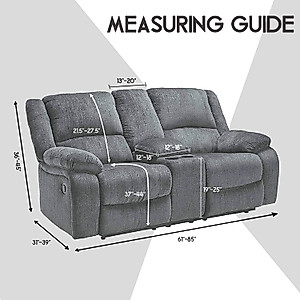 ULTICOR Reclining Loveseat with Middle Console Slipcover, 8-Piece Velvet Stretch Sofa Covers, 2 seat Loveseat Recliner Cover, Thick, Soft, Washable(Dark Grey)