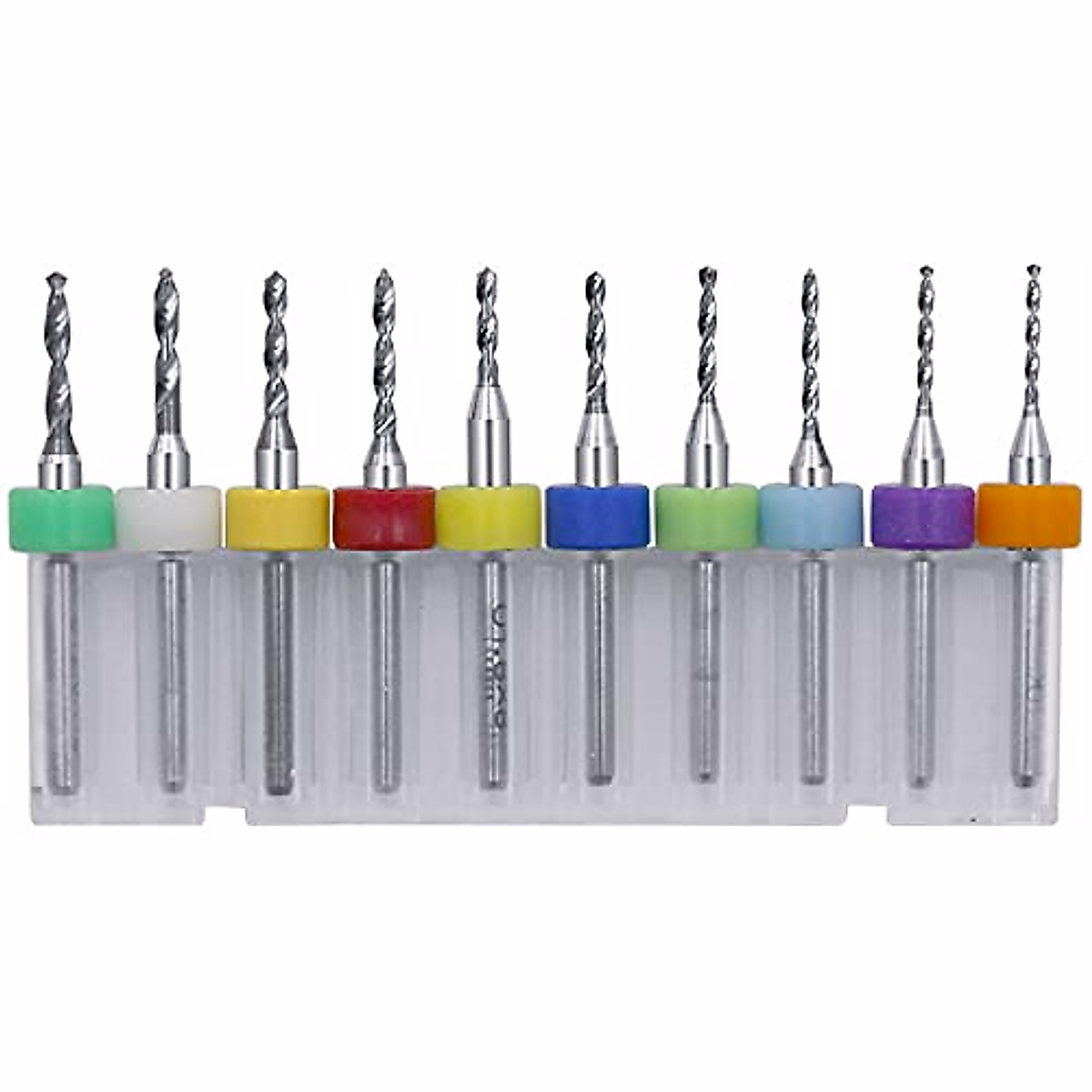 KEWAYO 10 Pcs 0.6mm to 1.5mm Tungsten Carbide Macro Drill Bits Set, PCB Drill Bit Set, Mini Drill Bit 1/8 Inches Shank for Print Circuit Board, Amber, Beeswax, Rough Stone, Dremel, Jewelry