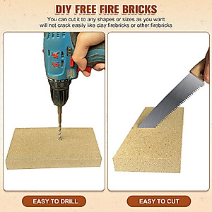 Fire Bricks, FireBrick, High Temperature Insulated Firebricks for Wood Stoves, Fireplaces, Size 9" X 4-1/2" X 1-1/4", Pack of 6, Wood Stove Bricks, Fireplace Brick