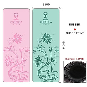 DOUBAO Non-slip Suede Printed Yoga Mats Portable Travel Pad for Fitness Pilates Gym Exercise Sport Multiple Uses Mat Blankets 1.5mm (Color : E)