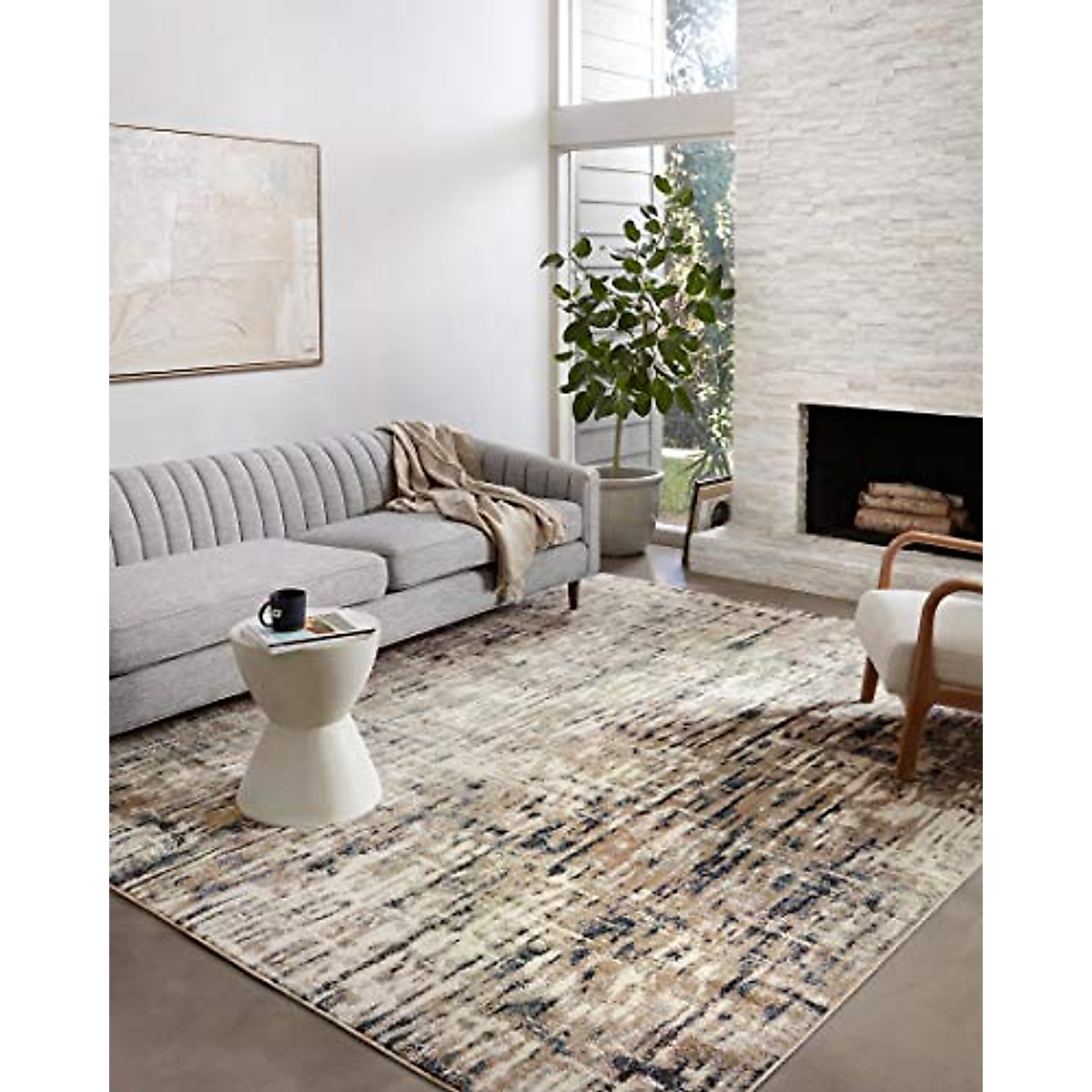 Loloi II Spirit Collection SPI-02 Stone/Blue, Contemporary 9'-4" x 13' Area Rug