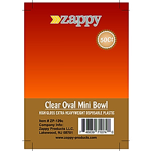 zappy 50 Mini Bowls 2 oz Clear Plastic Party Bowls Oval Small Bowl Elegant & Disposable Small Dessert Bowls Candy Dishes Trifle Bowls Appetizer Bowls Mousse Cups Dessert Cups Souffle Condiment Cups