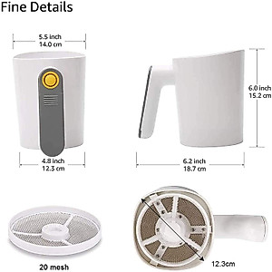 Battery Operated Electric Flour Sifter,Kinberry For Baking - Washable Bowl - 4 cup Flour Sieve Easy to Clean - Fine Stainless Steel Mesh Ergonomical Handle, White, FBA-flour