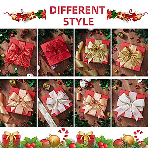 8 Rolls Wired Ribbon for Christmas Tree - 2.5 Inch x 40 Yards Assorted Elegant Organza Glitter Christmas Ribbon for Crafts, Wreath, Home Decoration (Red & White)