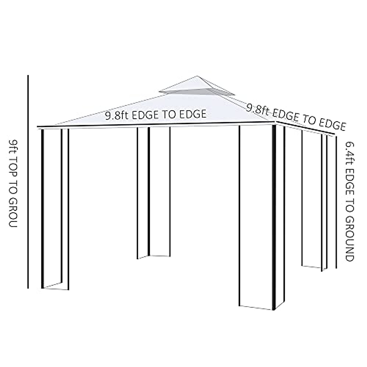 Outsunny 10' x 10' Patio Gazebo with Corner Frame Shelves, Double Roof Outdoor Gazebo Canopy Shelter with Netting, for Patio, Wedding, Catering & Events, Cream White