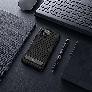 E-Tree Shockproof Case for iPhone 13 Pro, [Dual Layar Protection] [Military Grade Anti-Drop] [Built-in Kickstand] [Rugged & Durable], for Apple iPhone13 Pro, Black