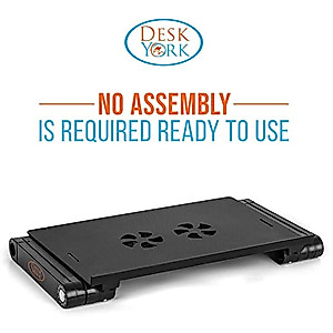 Desk York Portable Laptop Table for Couch, Computer Lap Desk, Laptop Holder for Bed and Sofa, Adjustable Laptop Desk w/ Cooling Fan, Gift for Wife, Husband, College Students