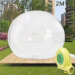 Bubble Tent Outdoor Party Wedding Inflatable Air Blower Bubble Tent Single Tunnel Luxury Dome Bubble Tent D Ring Secured Camping Gazebo 6.5Ft (Fully Transparent(Round))