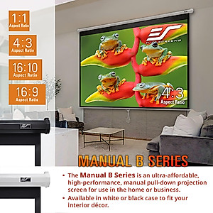 Elite Screens Manual B 110-INCH Manual Pull Down Projector Screen 4K 8K 3D Ultra HDR HD Ready Home Theater Movie Gaming Presentation Screen, M110H