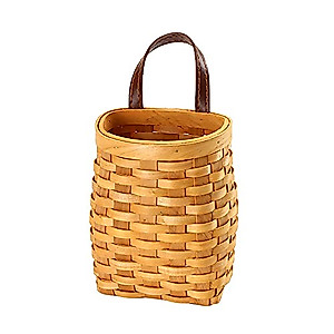 Takefuns Wall Hanging Storage Basket, Natural Bamboo Woven Flower Basket, Wall-mounted Multifunctional Storage Container for Home Decoration (15.5cm)