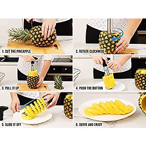 Pineapple Corer (Triple Reinforced Stainless Steel) with Eye Removal Tool - Pineapple Cutter with Reinforced Welding & Thick Blade - Pineapple Slicer and Corer Tool for Easy Core Removal by Zulay