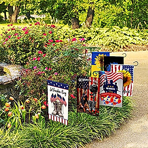 Patriotic Stripes Star Freedom American Garden Flag Welcome Garden Flag 12×18 Inch Double Sided 4th of July Independence Day Memorial Day Yard Outdoor Decor (Freedom Boot)