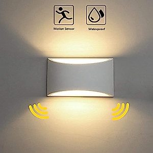 BAUFAS Motion Sensor LED Wall Lighting Sconce, 7W Warm Light Outdoor Waterproof Wall Lamp, Motion Detector Garden/Hallway/Pathway Porch Light