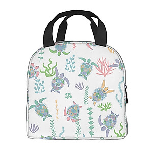 Ucsaxue Cute Sea Turtle Lunch Box Reusable Lunch Bag Work Bento Cooler Reusable Tote Picnic Boxes Insulated Container For Women Men Home School Office Outdoor Use