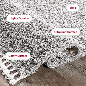 nuLOOM Neva Modern Tasseled Shag Area Rug, 3x5, Grey