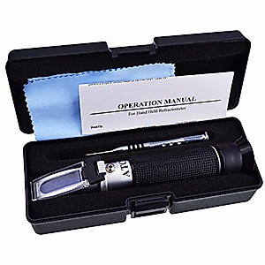 Professional Optics Salinity 0-10% Sea Water Refractometer ATC, Dual Scale (1.0 to 1.070 Density / 0-100ppt) for Salt Sea Water Aquarium Tank Marine Industry with LED Light and pipettes