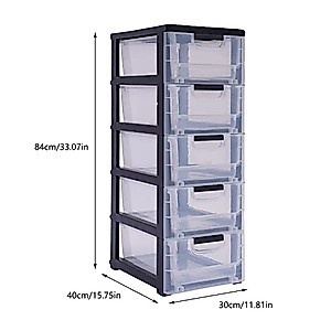 Stackable Plastic Storage Drawers with Wheels Plastic Storage Cabinet with 5 Drawers Clothes Storage Tower