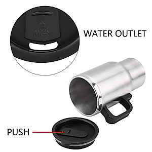 Oumefar 12V 450ml Car Heating Cup, Electric Car Stainless Steel Travel Heating Cup Car Electric Cup Coffee Tea Car Cup Mug Warmer Car Kettle Boiler