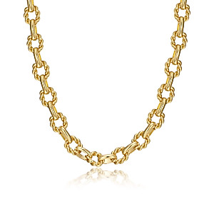 BAMERAL Chunky Gold Chain Necklace for Women 18K Gold Plated Twisted Oval Link Chain Choker Toggle Clasp Necklace for Women Jewelry