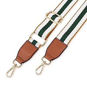 Wolven Adjustable Purse Strap Replacement Crossbody Shoulder Strap For Handbag Laptop Bag Etc (White Green Stripe)