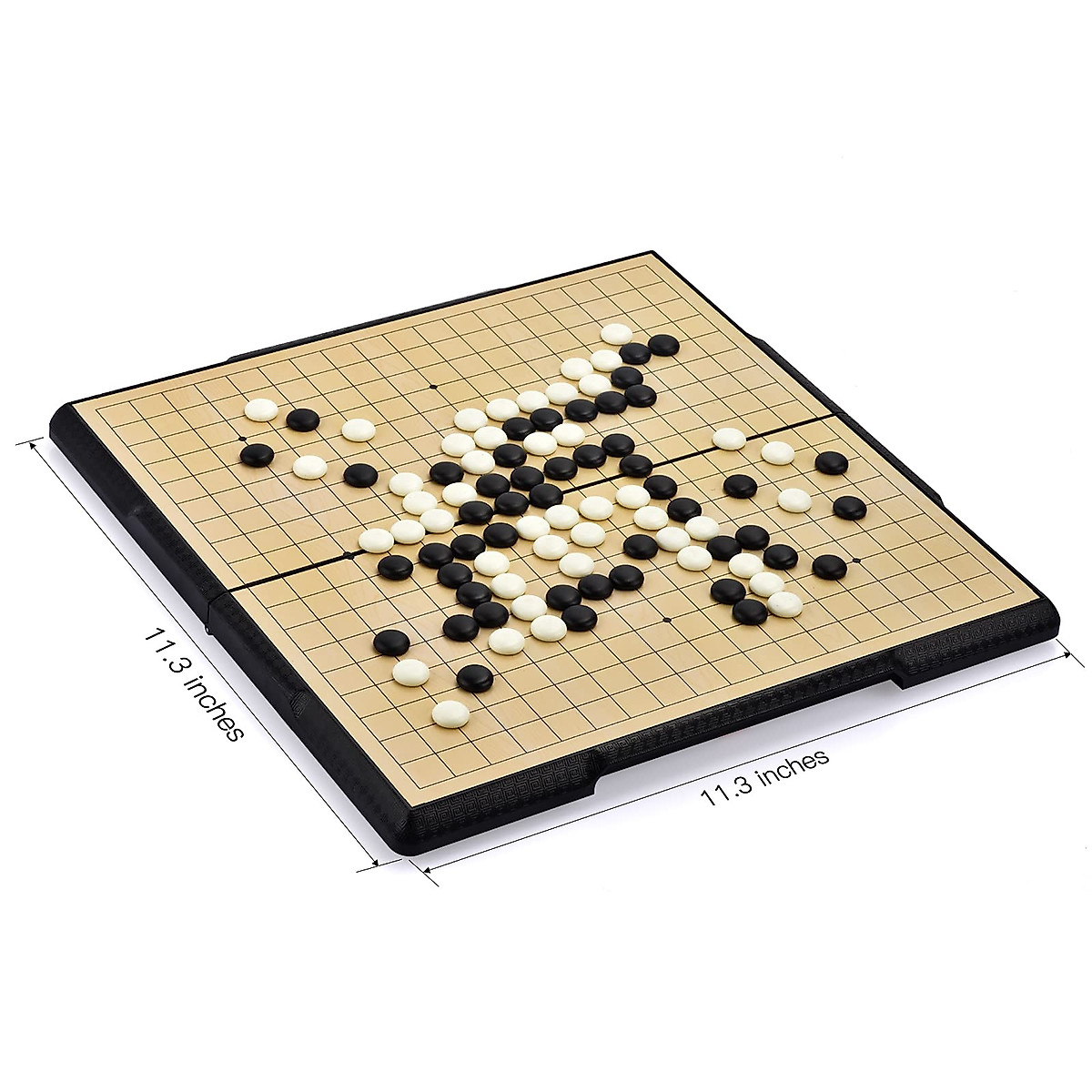 ColorGo 19x19 Go Board Game Set with Large Folding Travel Board (11.3-Inch) and Magnetic Plastic Stones Strategy Weiqi Games