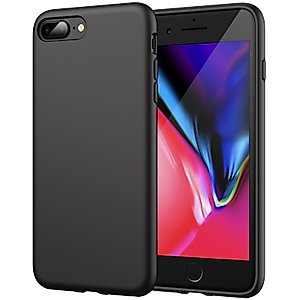 JETech Silicone Case for iPhone 7 Plus, iPhone 8 Plus, 5.5 Inch, Silky-soft touch Full-Body Protective Case, Shockproof cover with Microfiber Lining, Black