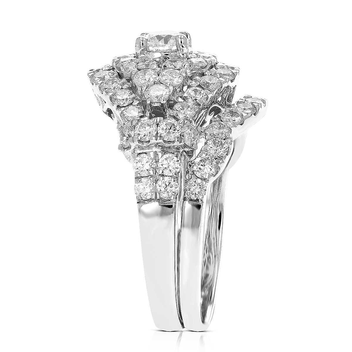 Vir Jewels 2 cttw Diamond Wedding Engagement Ring Set 14K White Gold Cluster Bridal Design Size 6