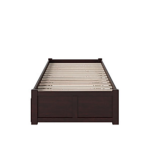 AFI Concord Twin Size Platform Bed with Footboard & Twin Trundle in Espresso