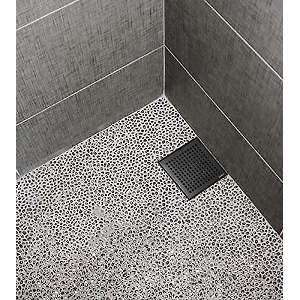 Neodrain 6-Inch Square Shower Drain with Removable Quadrato Pattern Grate,Brushed 304 Stainless Steel, with Watermark&CUPC Certified,Black