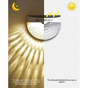 OTHWAY Solar Fence Post Lights Wall Mount Decorative Deck Lighting, White, 4 Packs