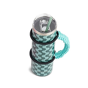 Hydragear Skinny Stainless Steel Insulated Tumbler with Splash-Proof Dual Lid & Braided Elastic Handle - 30 Oz - Squiggle Print