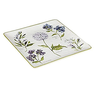 Certified International Fresh Herbs Square Platter, 12.5" x 12.5" x 1.25"